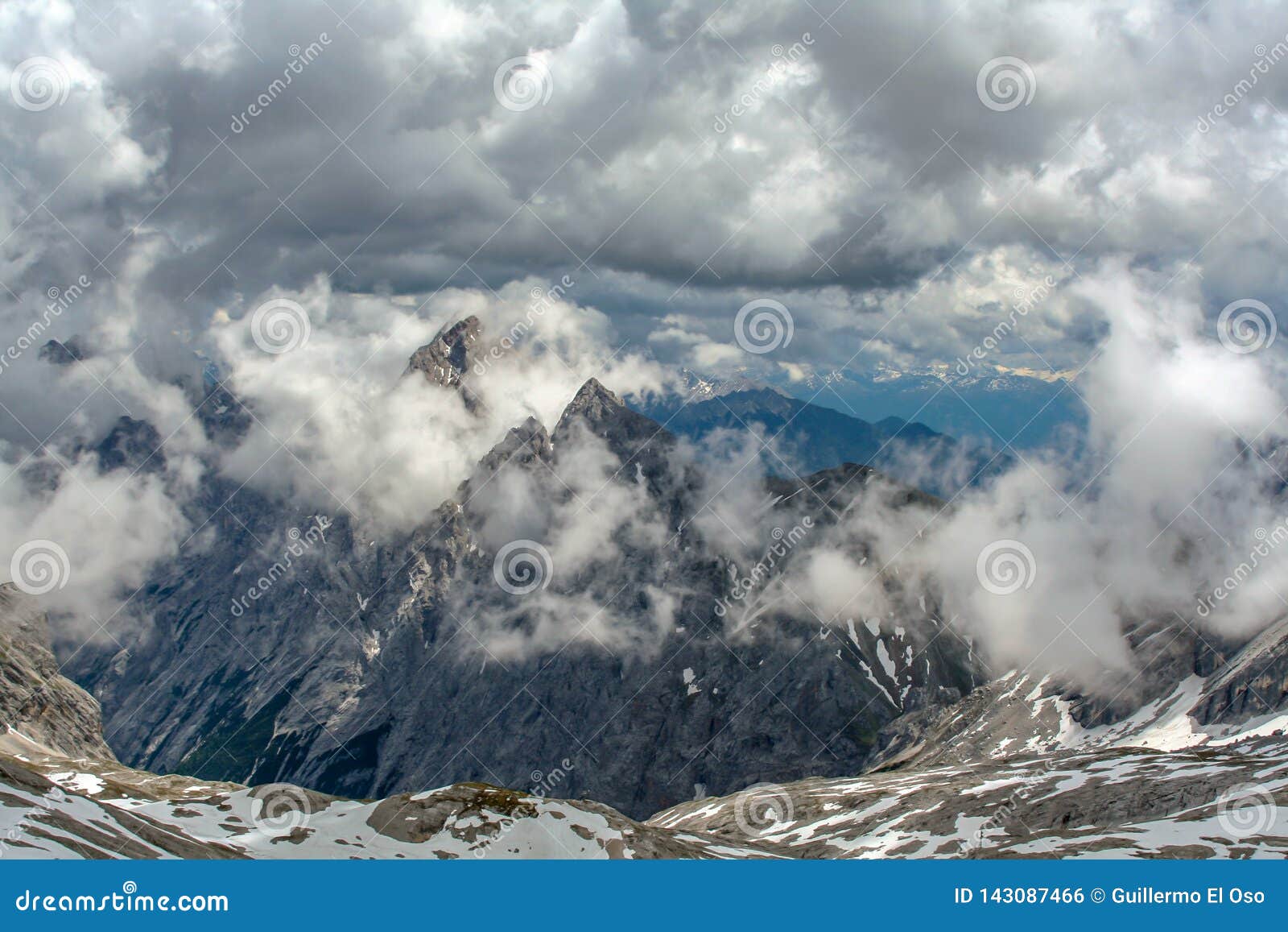Spectacular View from the Summit of the Zugspitze Germany Stock Photo ...