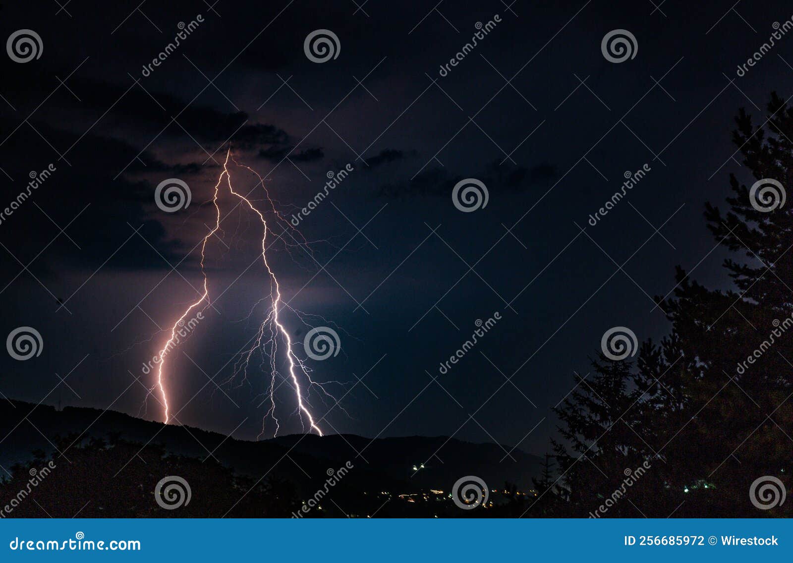 Spectacular View of a Thunderstorm Lightning in the Night Sky Stock ...