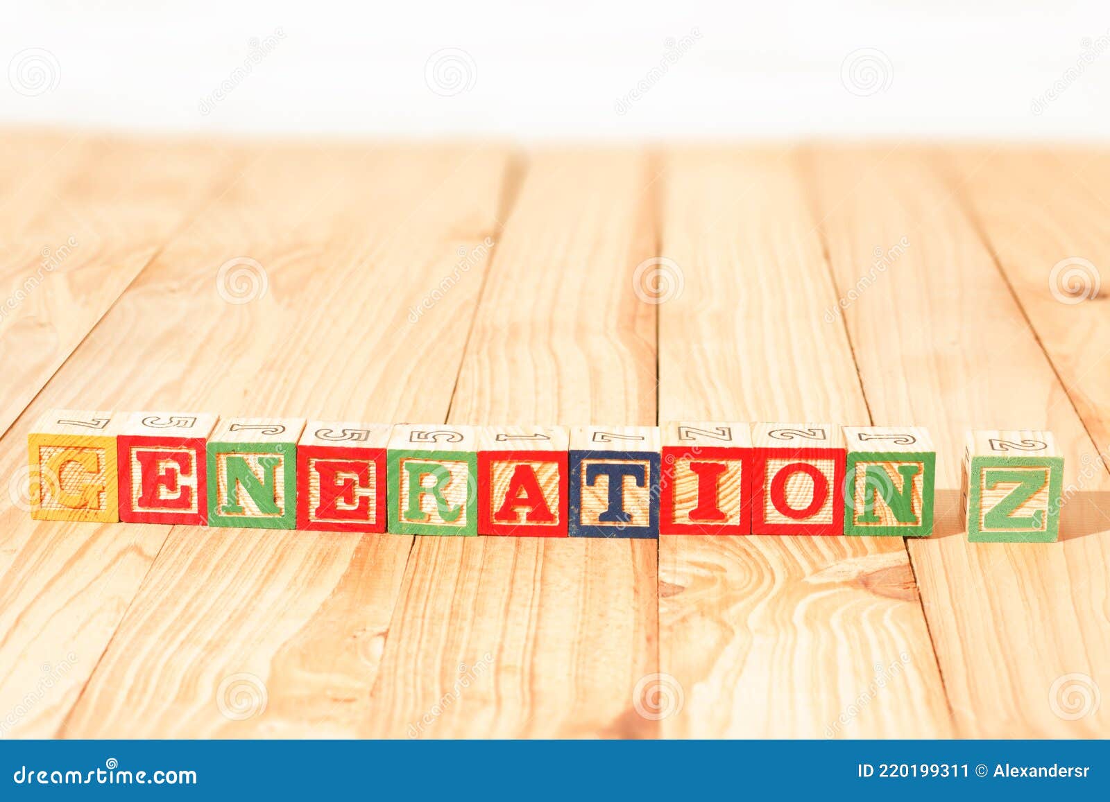 Spectacular Wooden Cubes with the Word GENERATION Z on a Wooden Surface ...