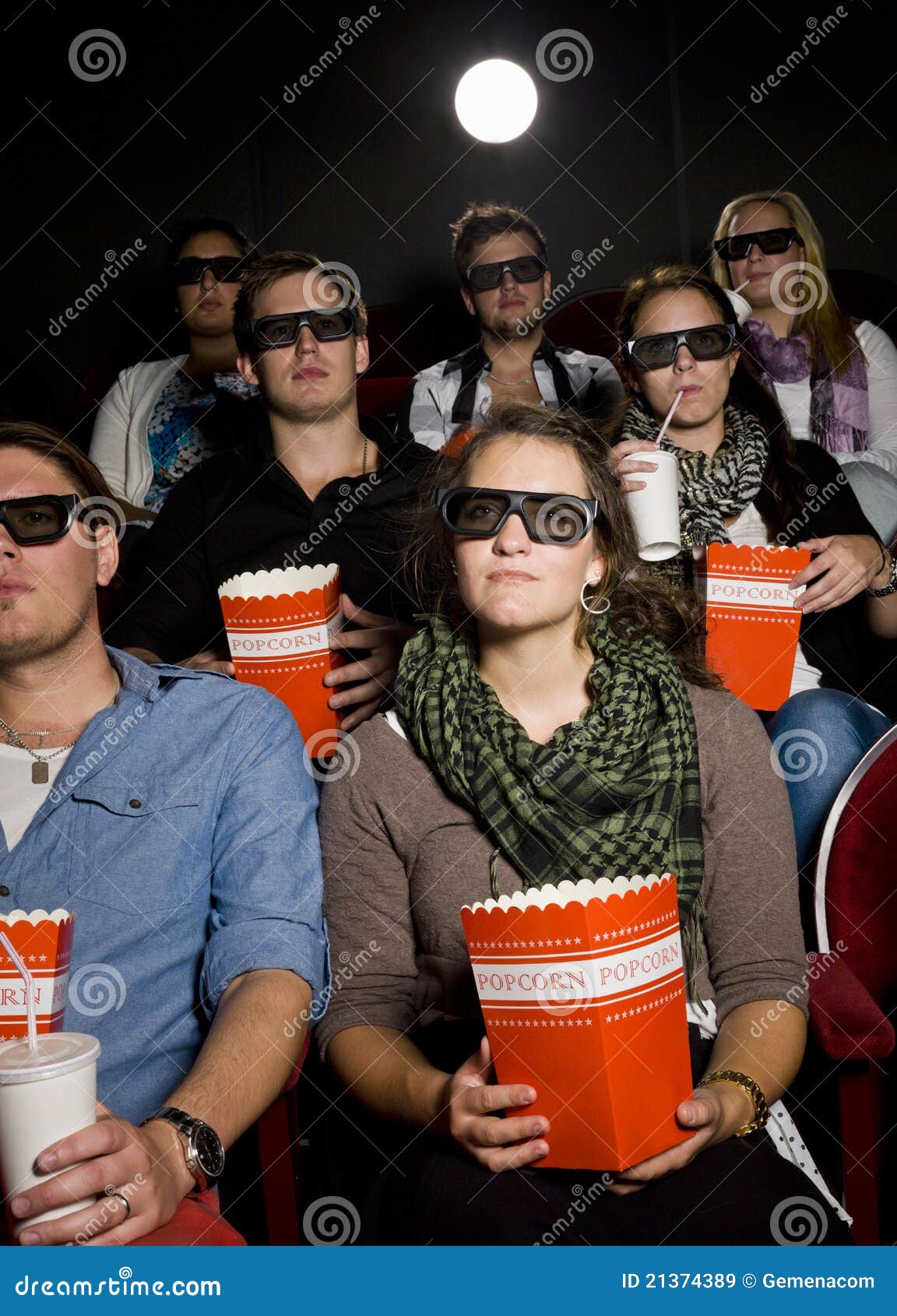Spectators at cinema stock image. Image of film, popcorn - 21374389