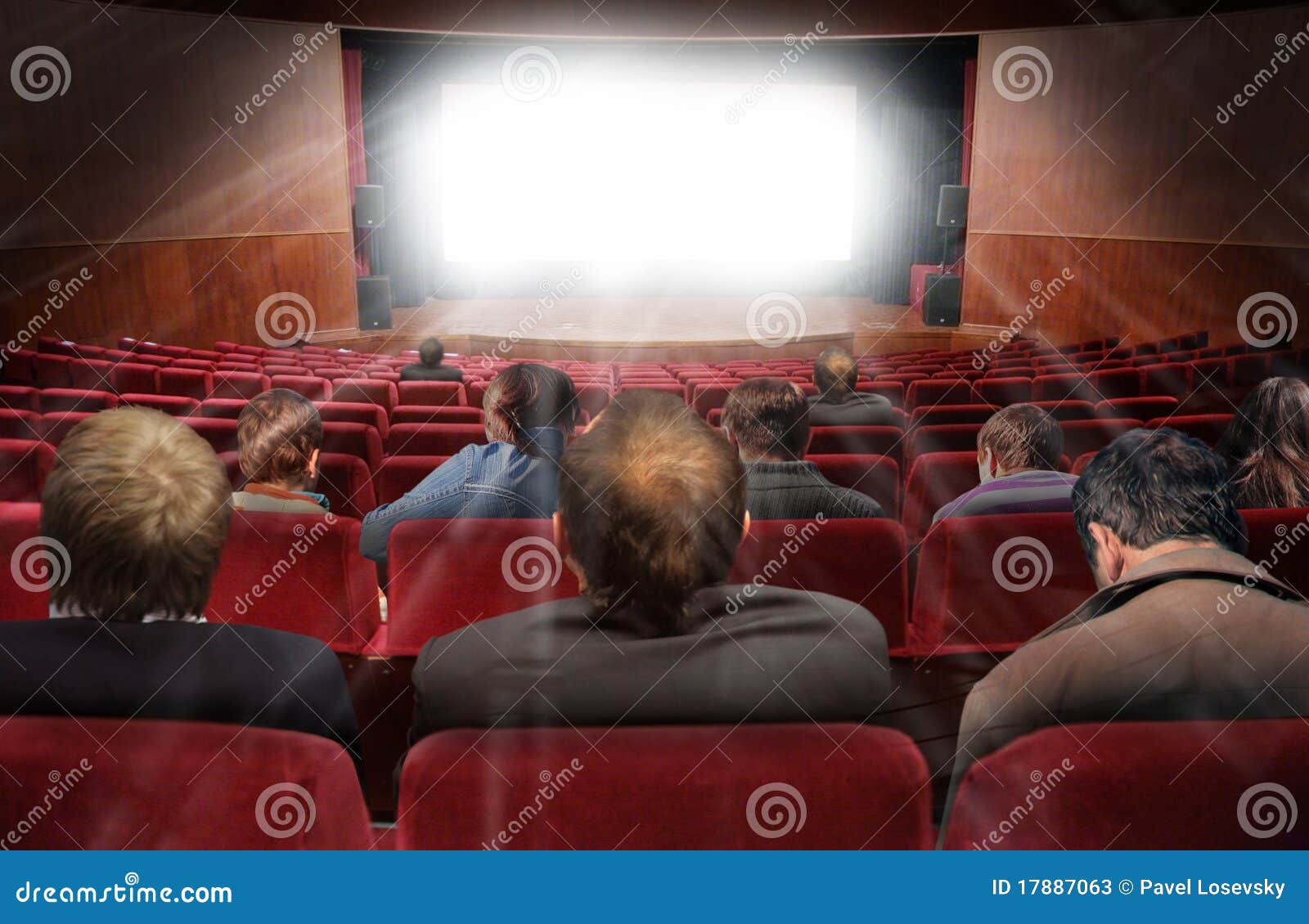 Spectators in Hall of Cinema with Movie Stock Image - Image of human ...