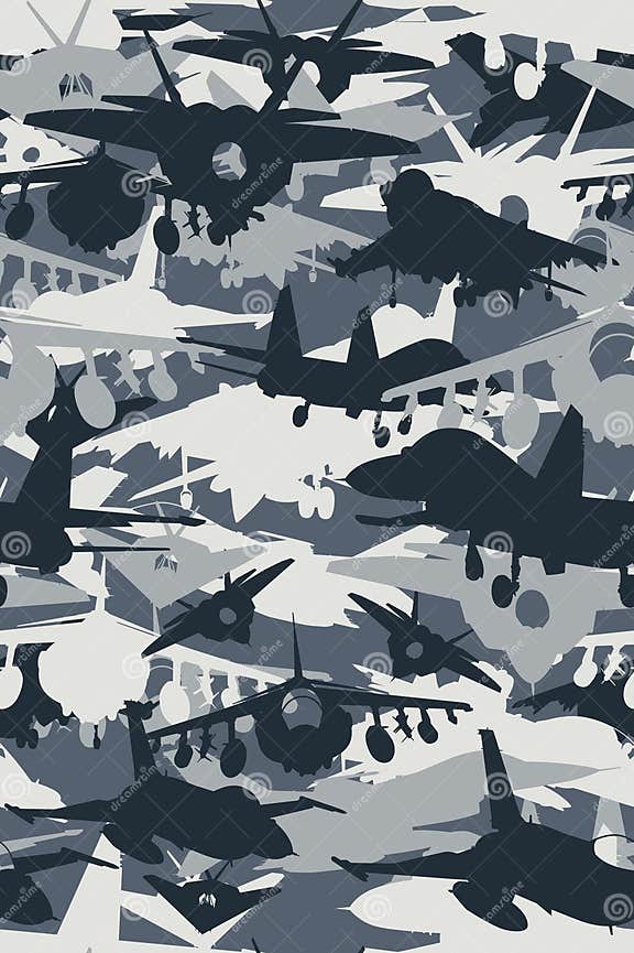 Military Camouflage Fighter Jet Pattern Grey Stock Illustration ...