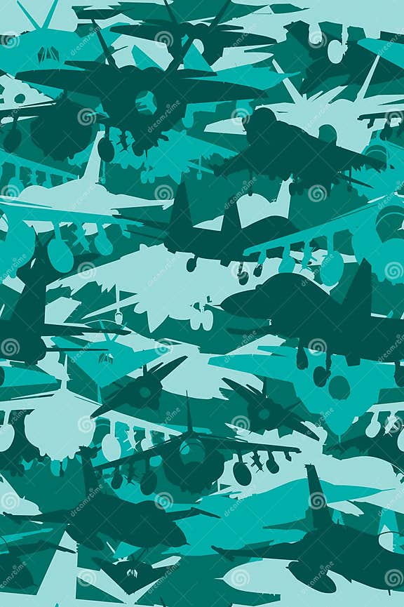 Military Camouflage Fighter Jet Teal Pattern Stock Illustration ...