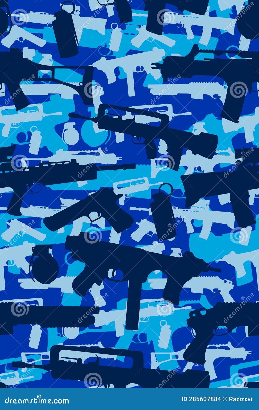 Military Camouflage Weapons Pattern Blue Stock Illustration ...