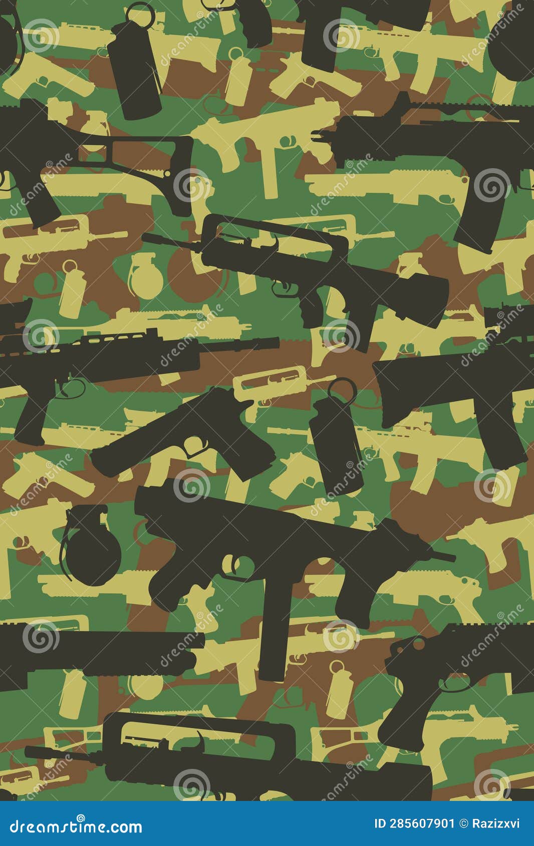 Military Camouflage Weapons Pattern Green Stock Illustration ...