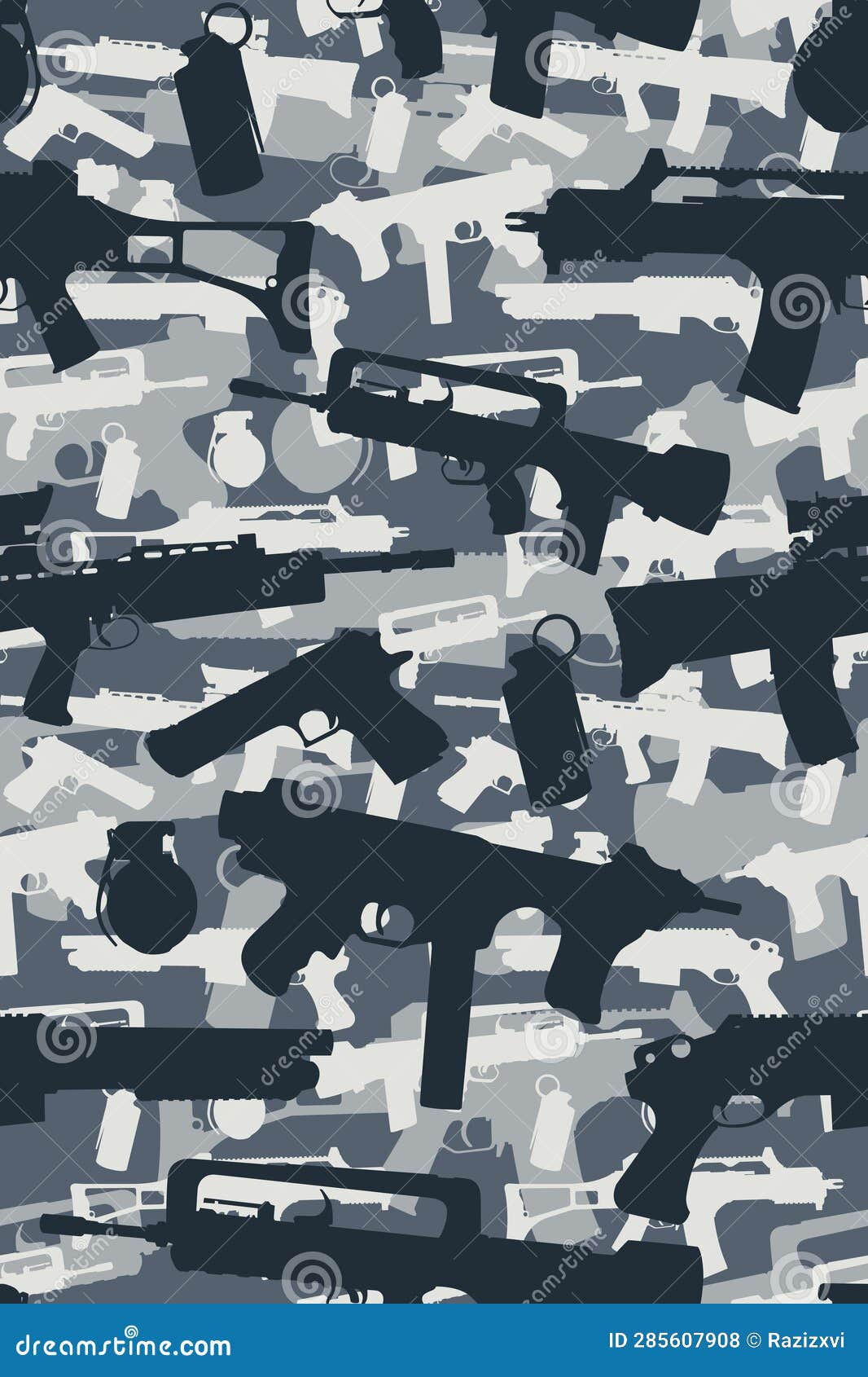Military Camouflage Weapons Pattern Grey Theme Stock Illustration ...