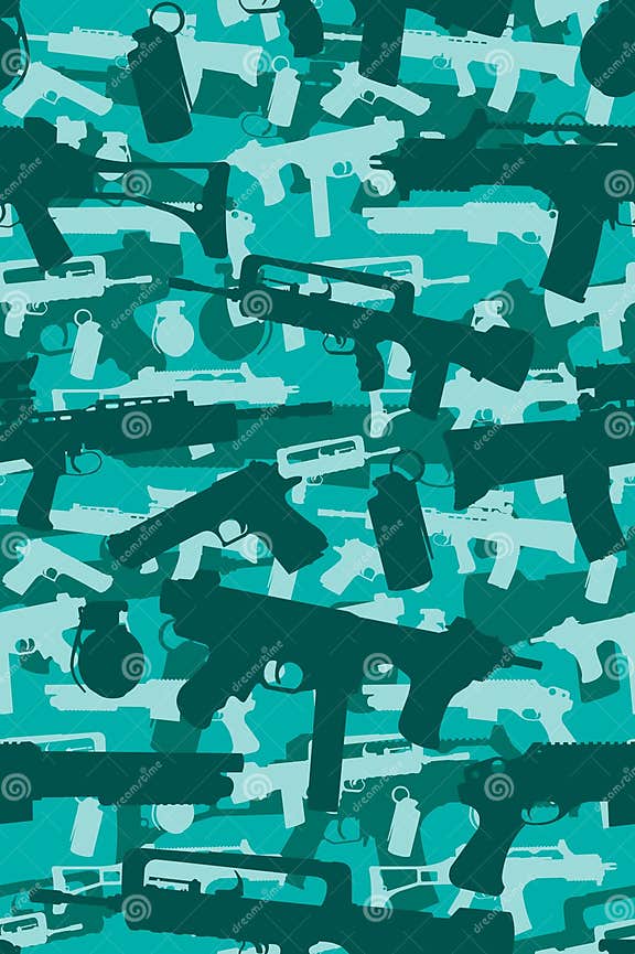 Military Camouflage Weapons Pattern Teal Stock Illustration ...