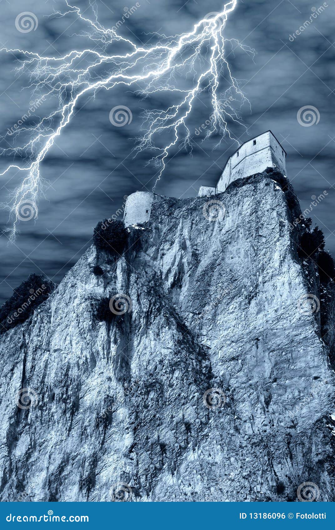 Spectral Castle with Lightning Stock Photo - Image of cloud, landscape ...