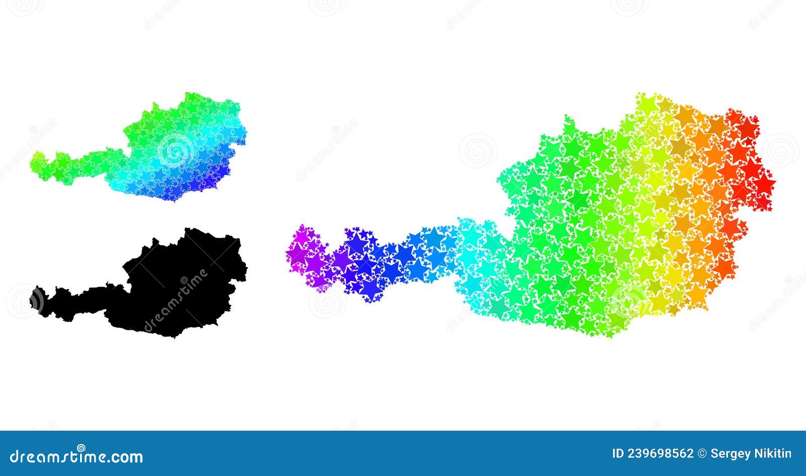 Spectral Colored Gradient Star Mosaic Map of Austria Collage Stock ...
