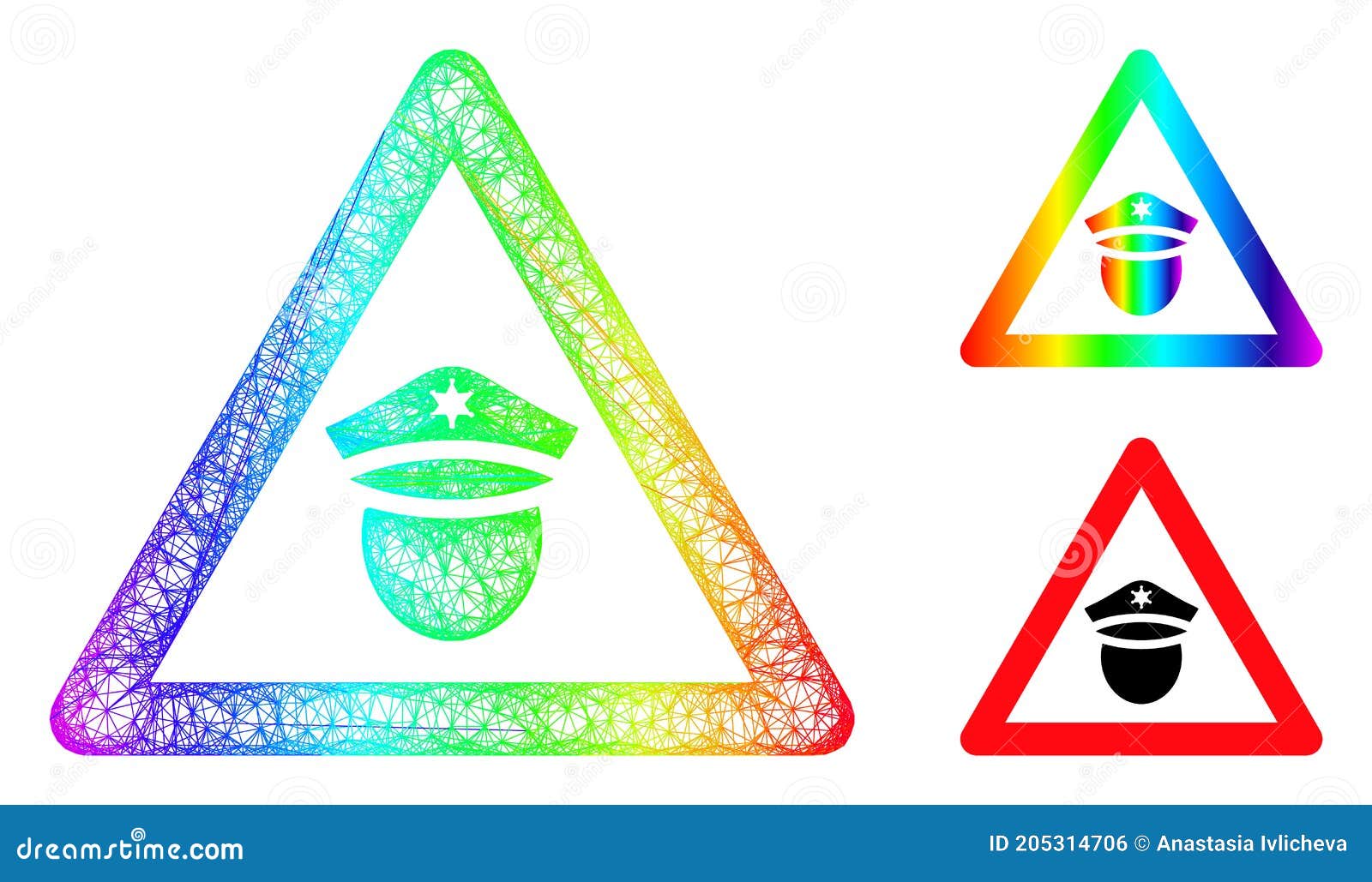 Spectral Hatched Gradient Police Danger Icon Stock Vector ...