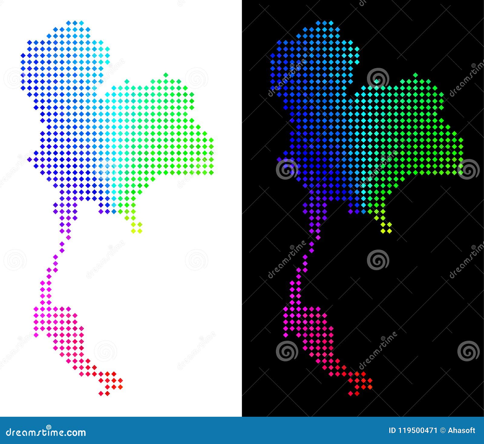 Spectrum Pixelated Thailand Map Stock Vector - Illustration of country ...