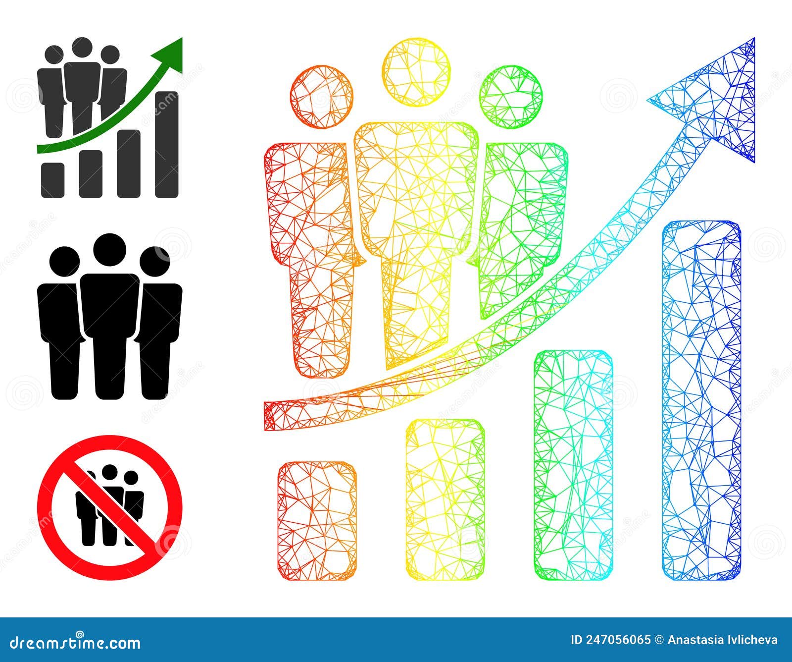 Spectral Gradient Linear Mesh Clients Growth Chart Icon Stock ...