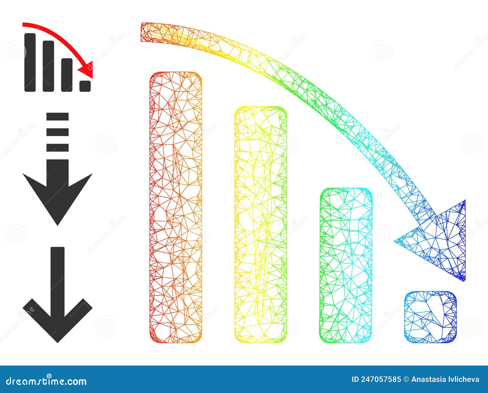 Spectral Gradient Linear Mesh Negative Trend Icon Stock Illustration ...