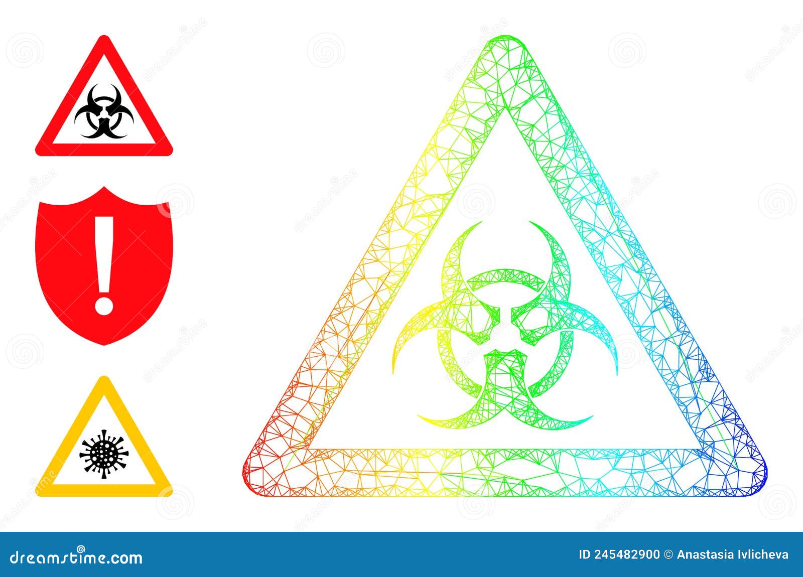 Spectral Gradient Linear Mesh Biohazard Warning Icon Stock Vector ...