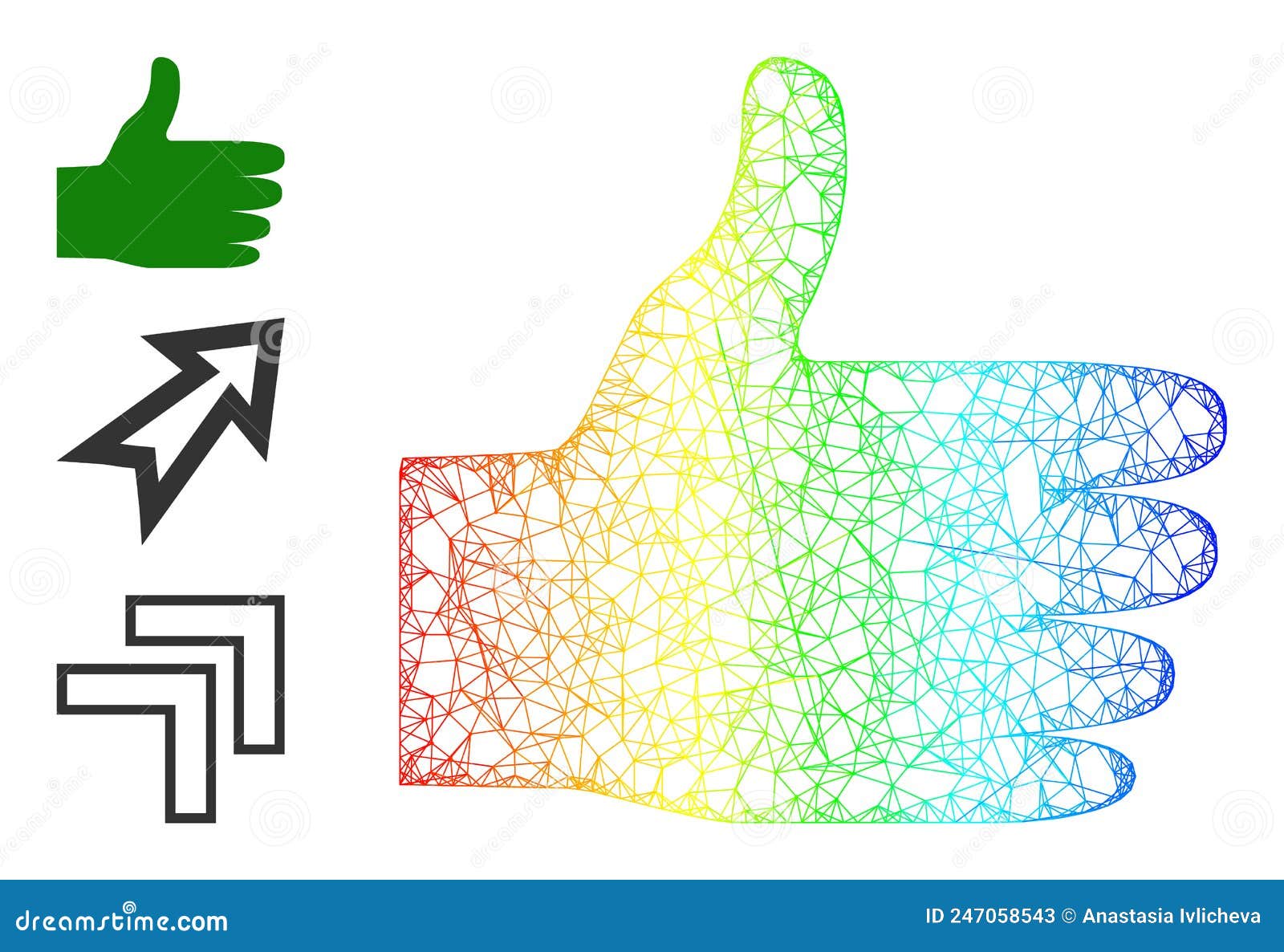 Spectral Gradient Network Mesh Thumb Up Icon Stock Illustration ...