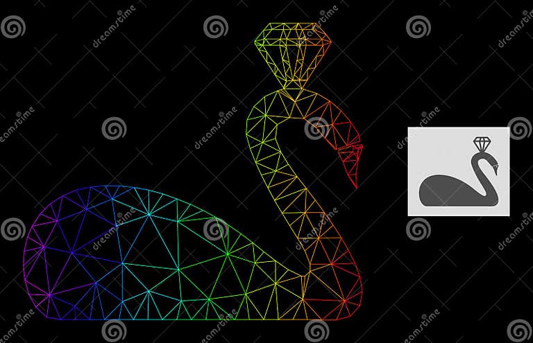 Spectral Gradient Polygonal Net Crowned Swan Icon Stock Vector ...