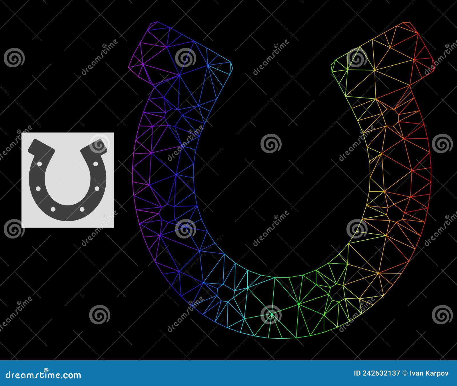 Spectral Gradiented Polygonal Net Horseshoe Icon Stock Vector ...