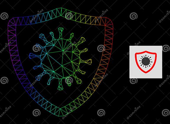 Spectral Gradiented Polygonal Net Virus Shield Icon Stock Vector ...
