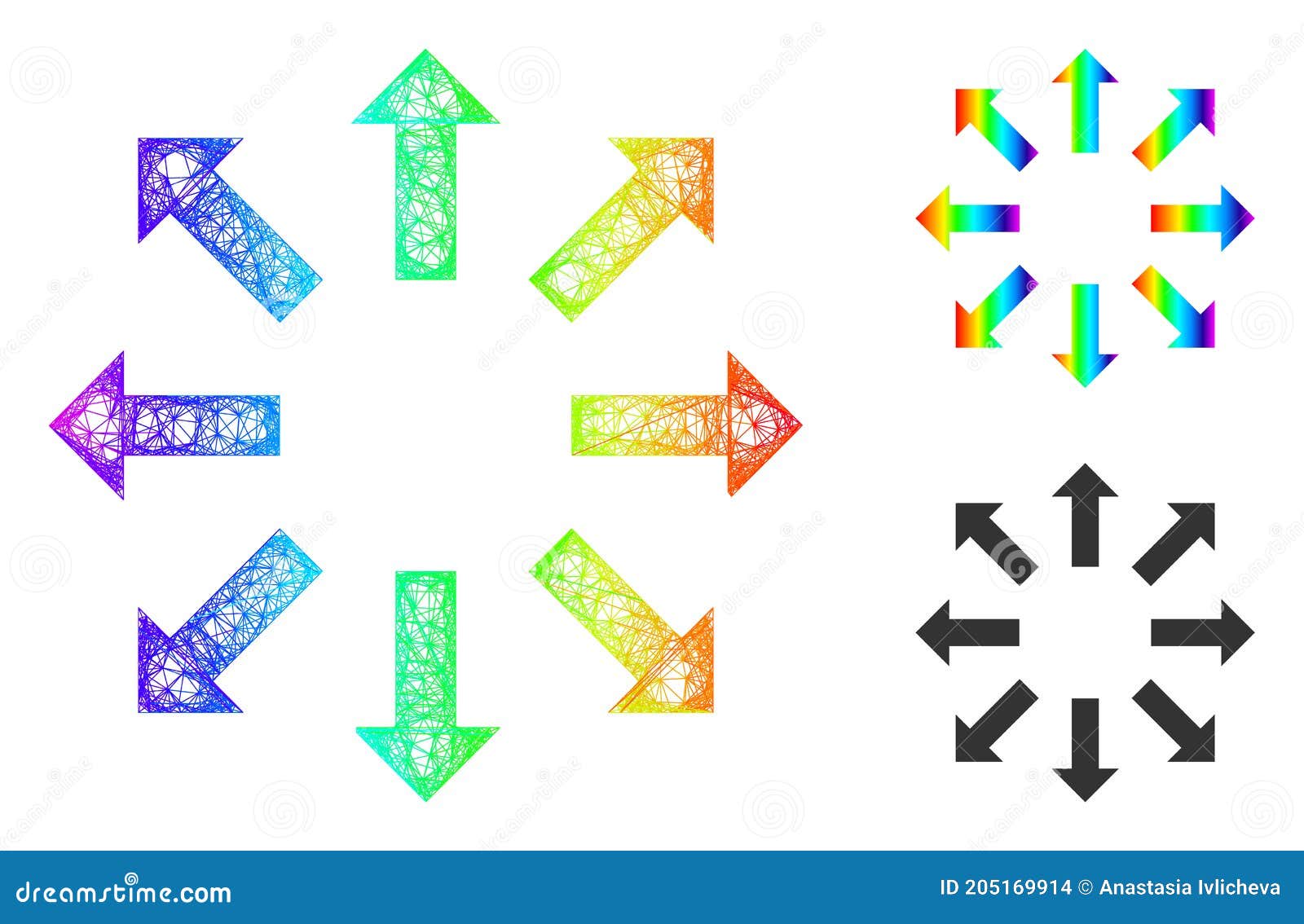 Spectral Hatched Gradient Explode Arrows Icon Stock Vector ...