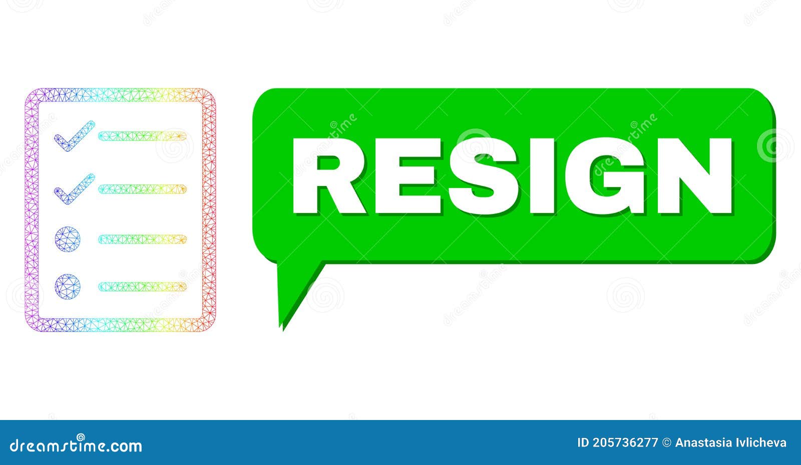 Spectral Mesh Gradient Checklist Page Icon and Resign Speech Frame with ...