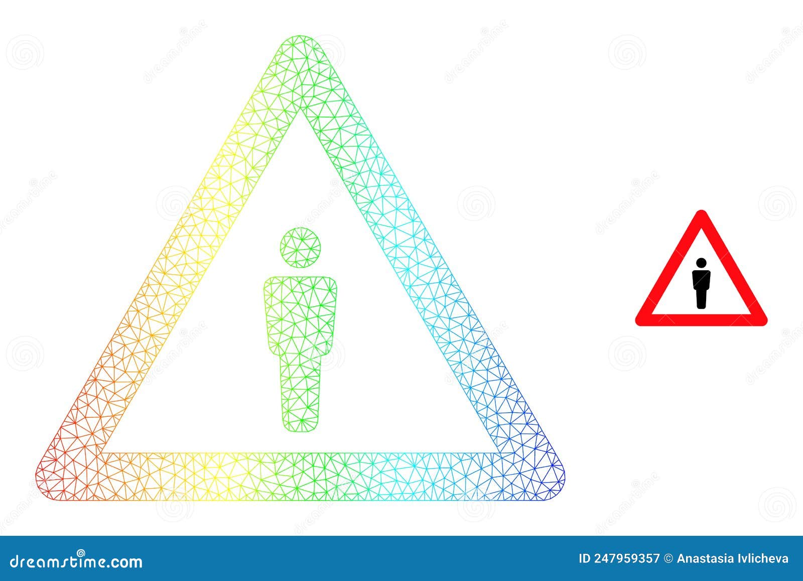 Spectral Mesh Gradient Human Warning Icon Stock Vector - Illustration ...
