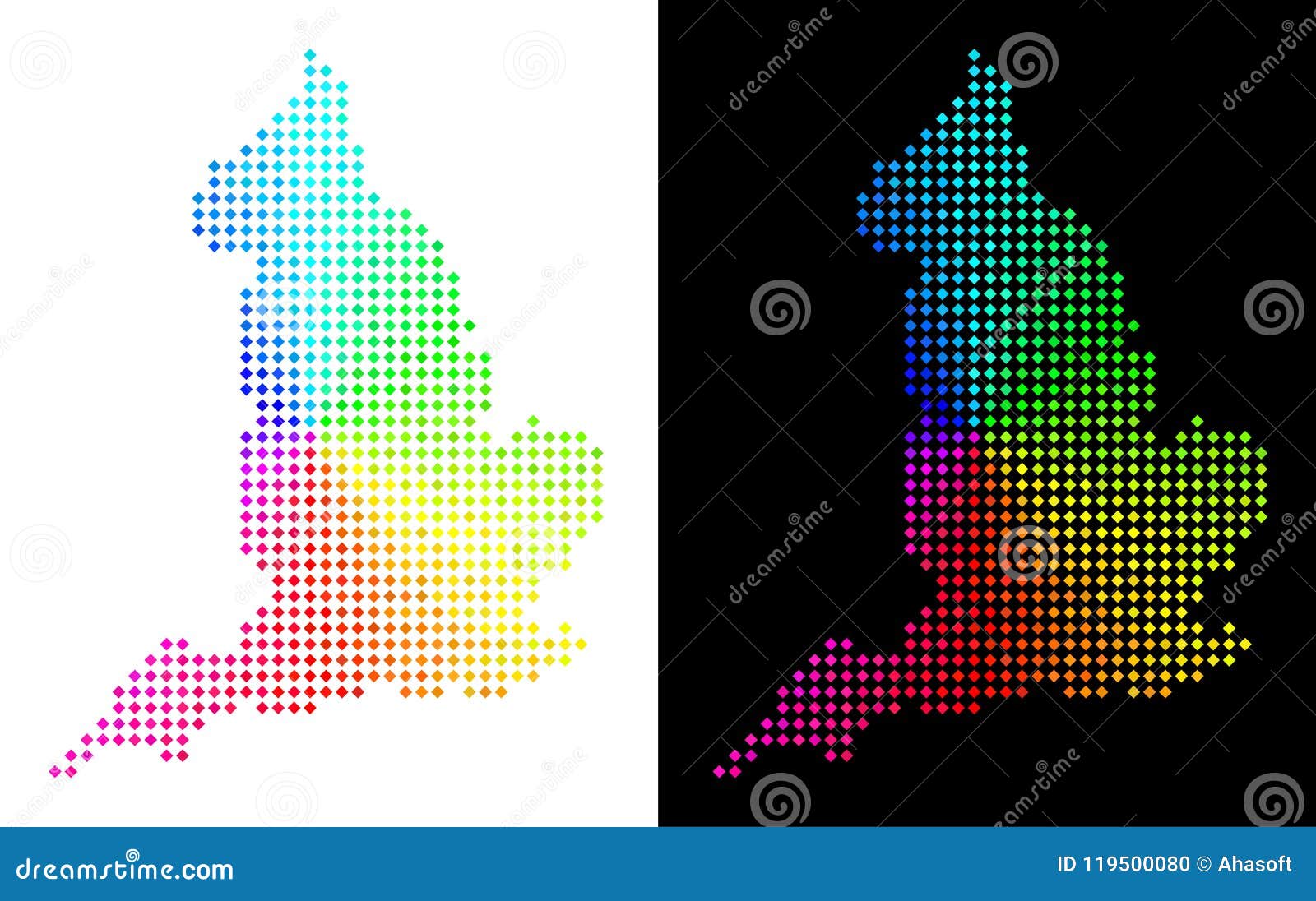 Spectral Pixelated England Map Stock Vector - Illustration of land ...