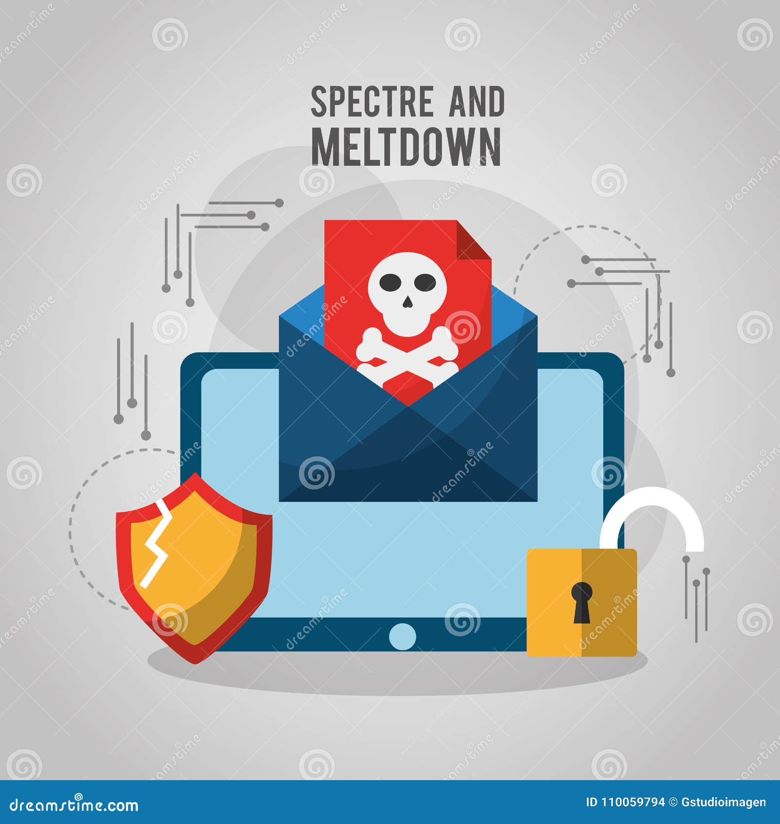 Spectre and Meltdown Email Spyware Virus Attack Vulnerability Stock ...