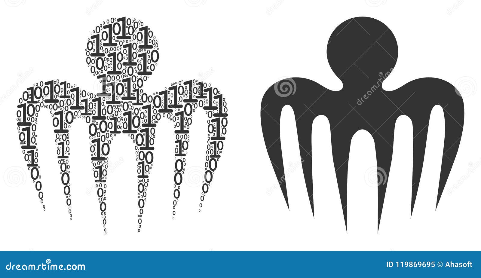 Spectre Octopus Mosaic of Binary Digits Editorial Image - Illustration ...