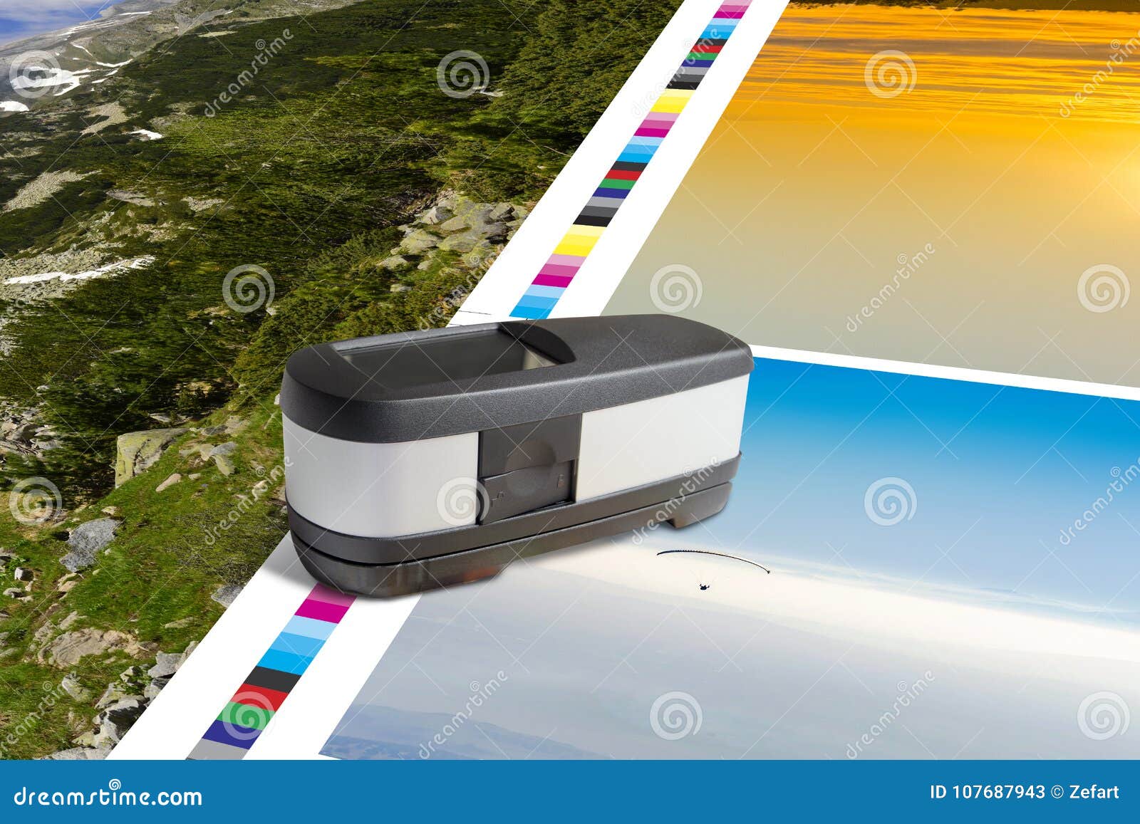 Icc Profile, Spectrophotometer Robot Measures Color Patches On Test ... Icc Profile, Spectrophotometer Robot Measures Color Patches On Test ...