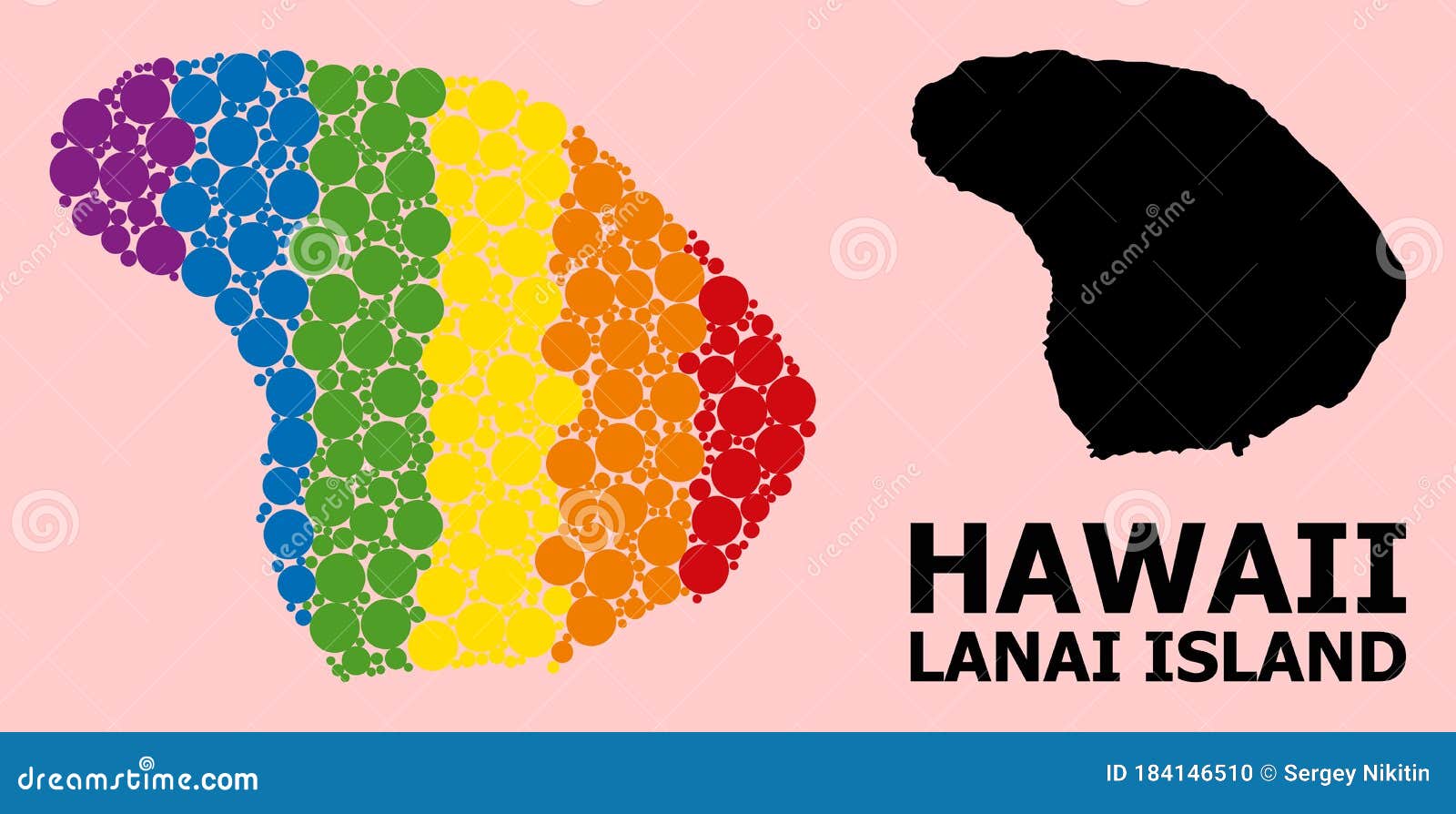 Spectrum Collage Map of Lanai Island for LGBT Stock Vector ...