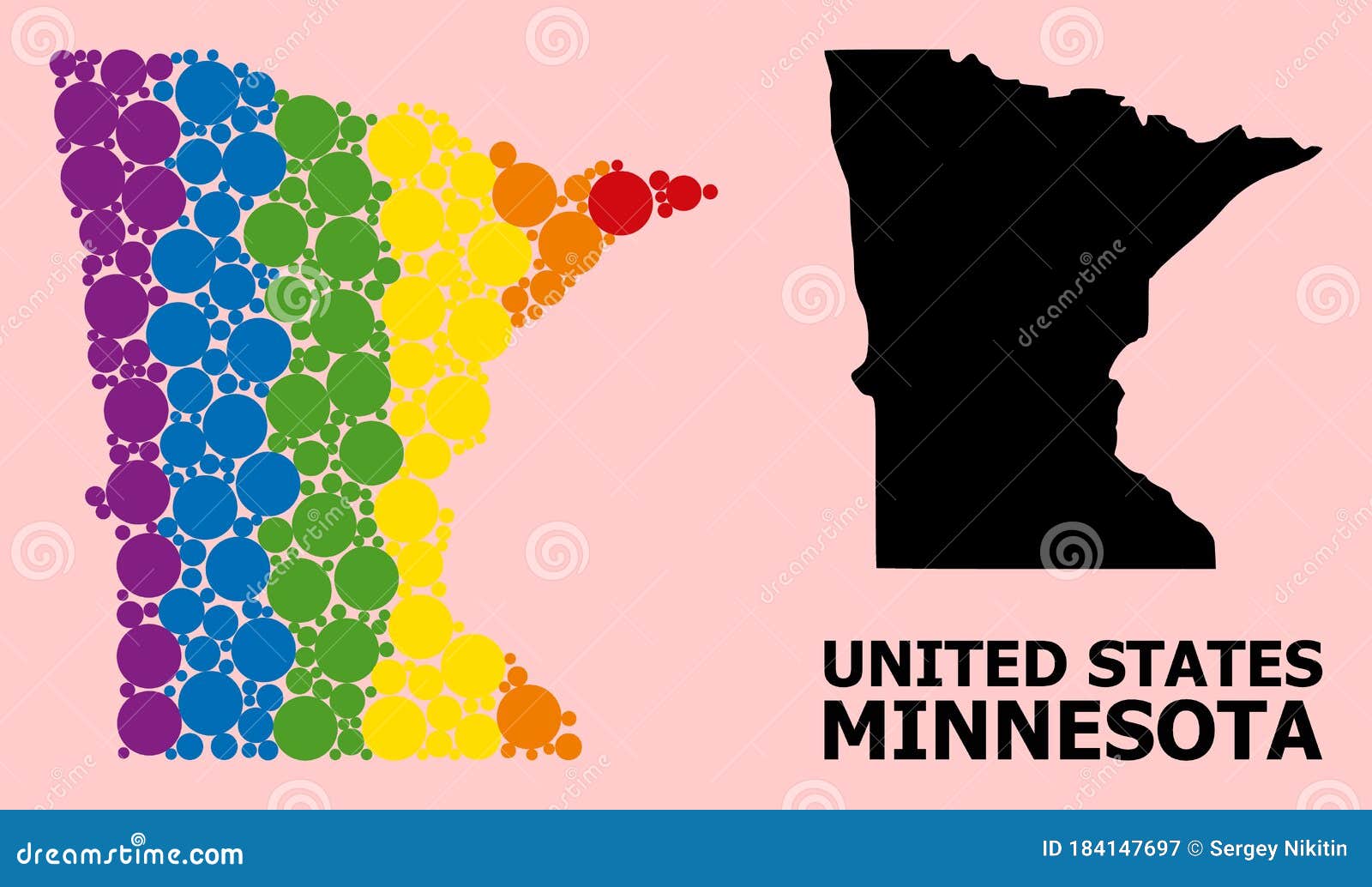 Spectrum Collage Map of Minnesota State for LGBT Stock Vector ...