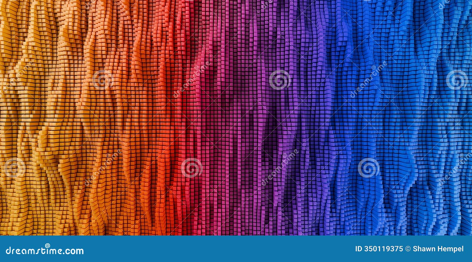 Spectrum Colored Bar Graph Field from Gradient Cube or Box Mesh Array ...
