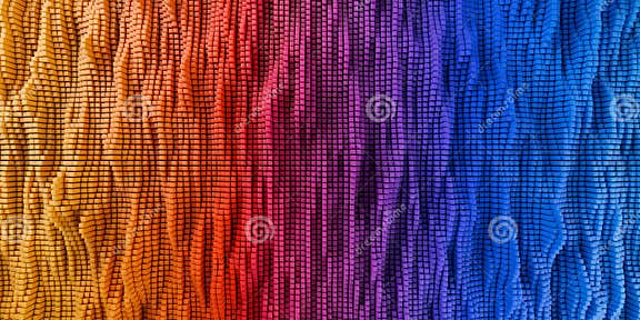 Spectrum Colored Bar Graph Field From Gradient Cube Or Box Mesh Array Background Abstract