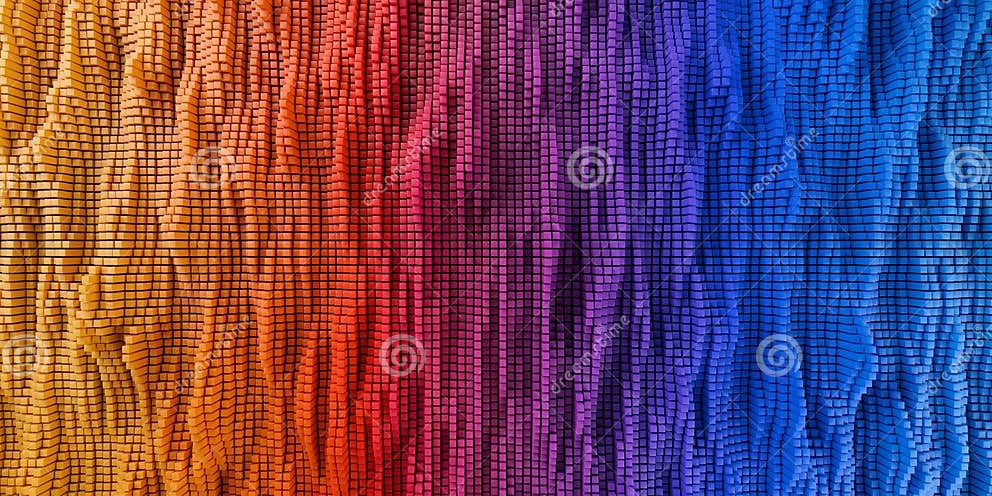 Spectrum Colored Bar Graph Field From Gradient Cube Or Box Mesh Array Background Abstract