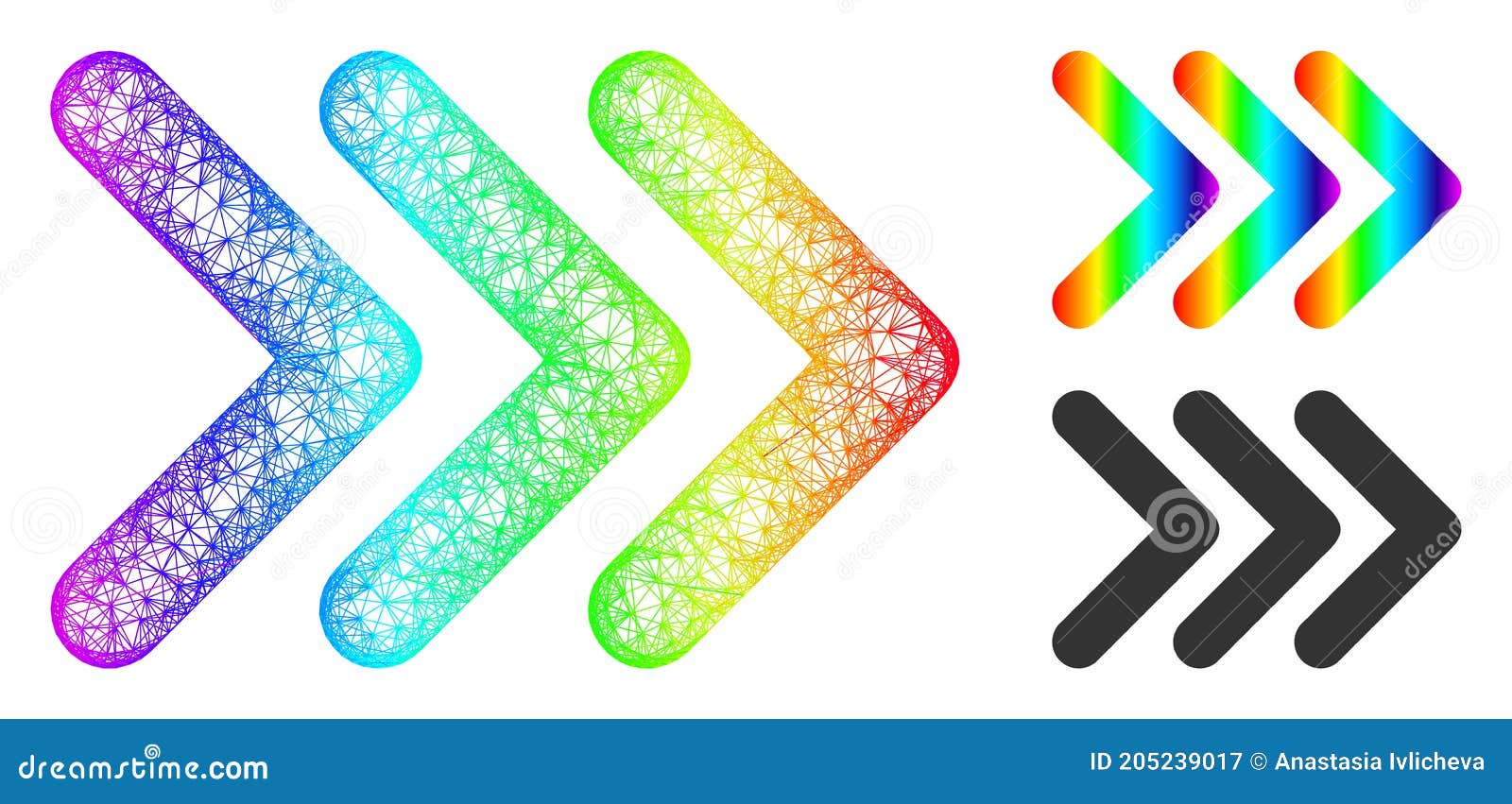 Spectrum Linear Gradient Triple Arrowhead Right Icon Stock Vector ...