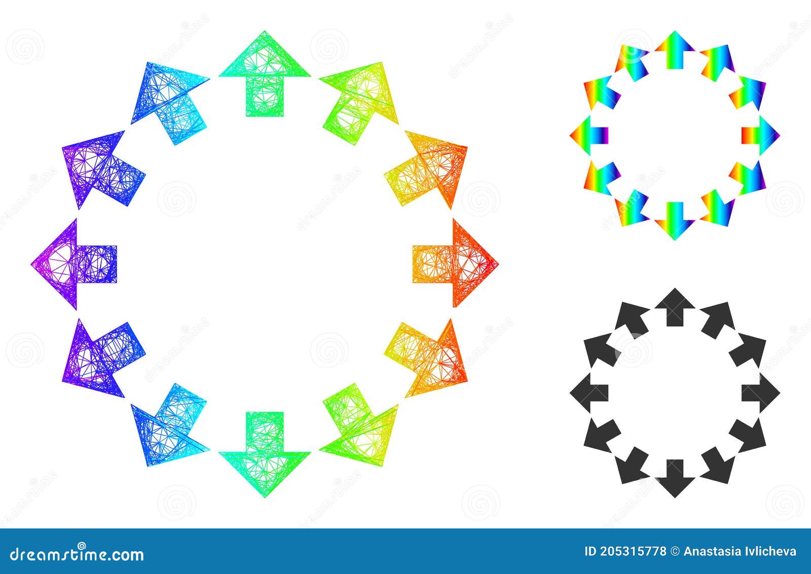 Spectrum Hatched Gradient Radial Arrows Icon Stock Vector ...