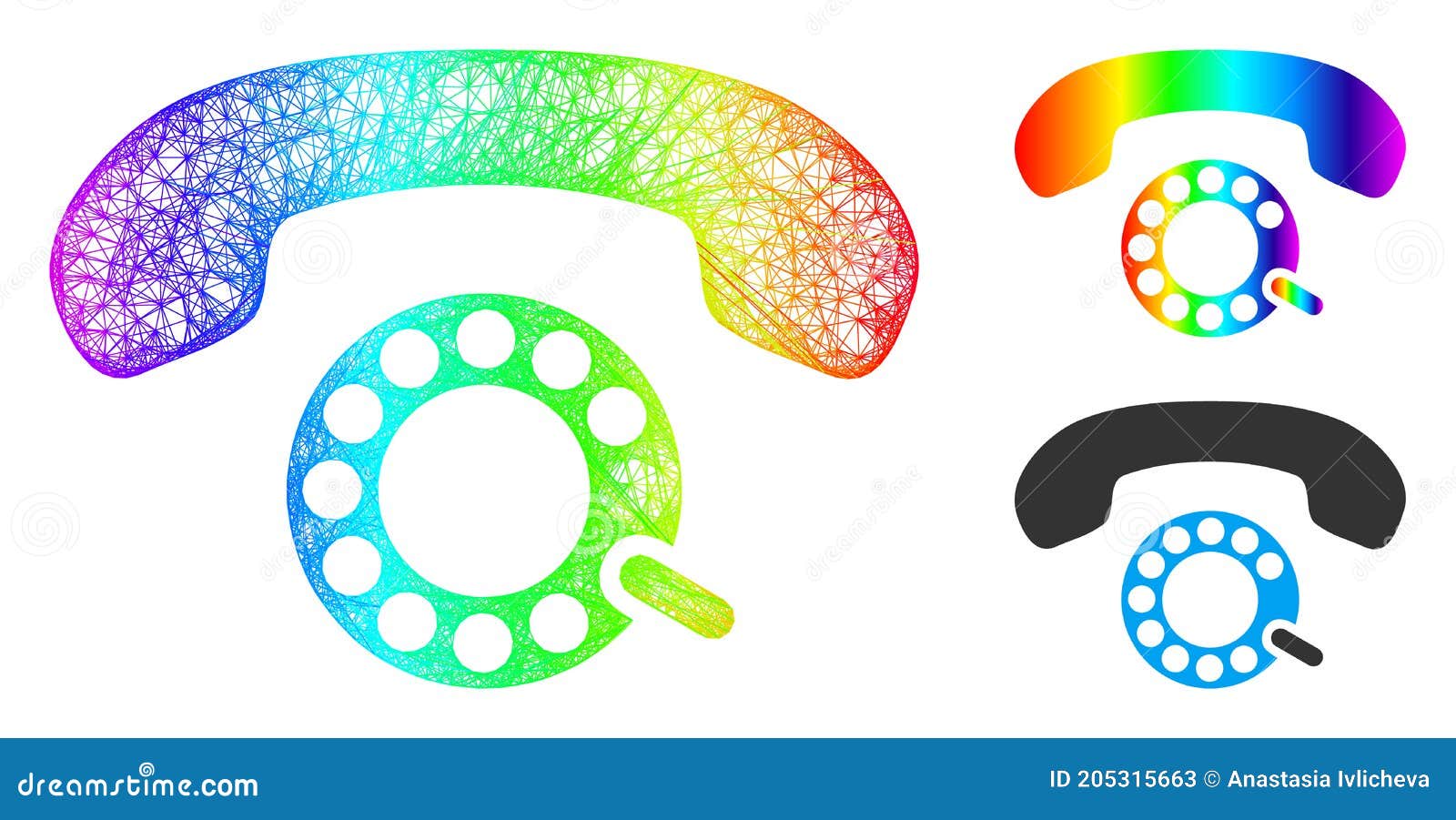 Rainbow Hatched Gradient Pulse Dialing Icon Stock Vector - Illustration ...