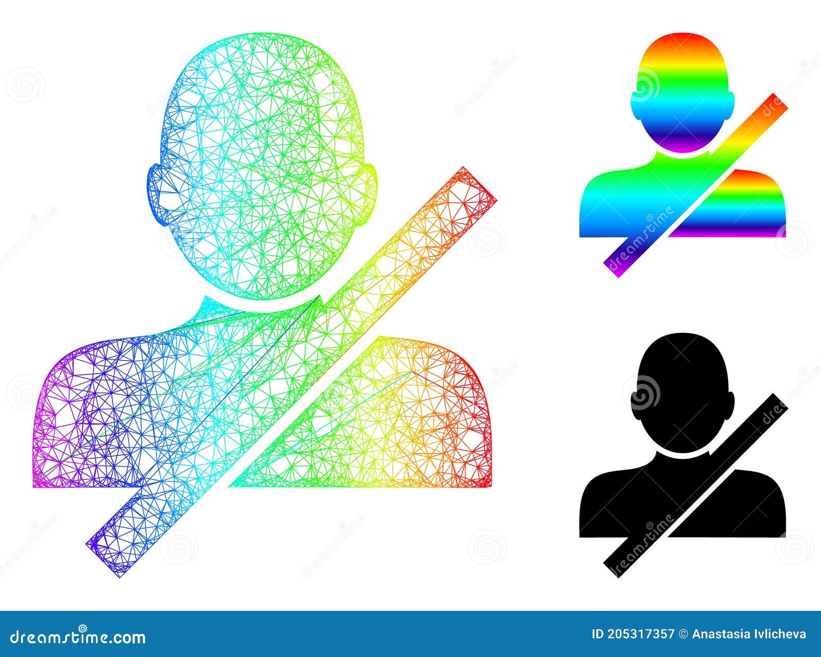 Rainbow Hatched Gradient Restricted User Icon Stock Vector ...