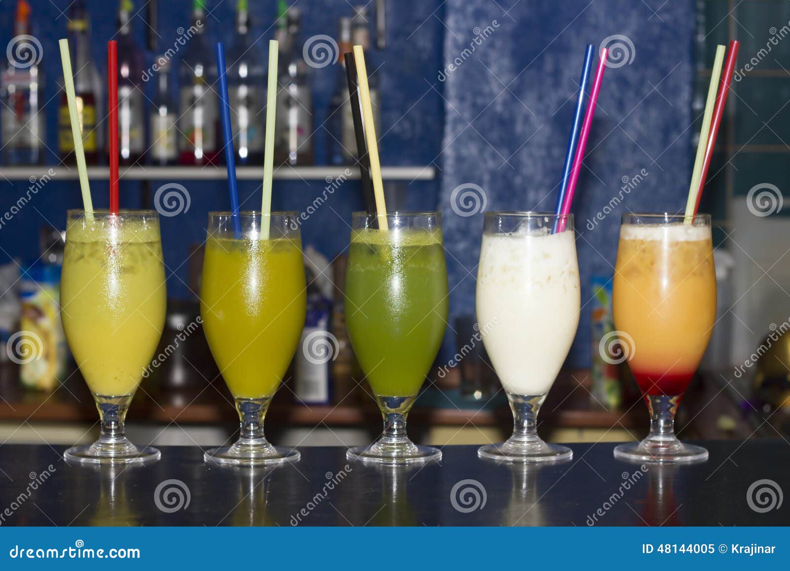 Spectrum of Coloured Drinks Stock Image - Image of glasses, saloon ...