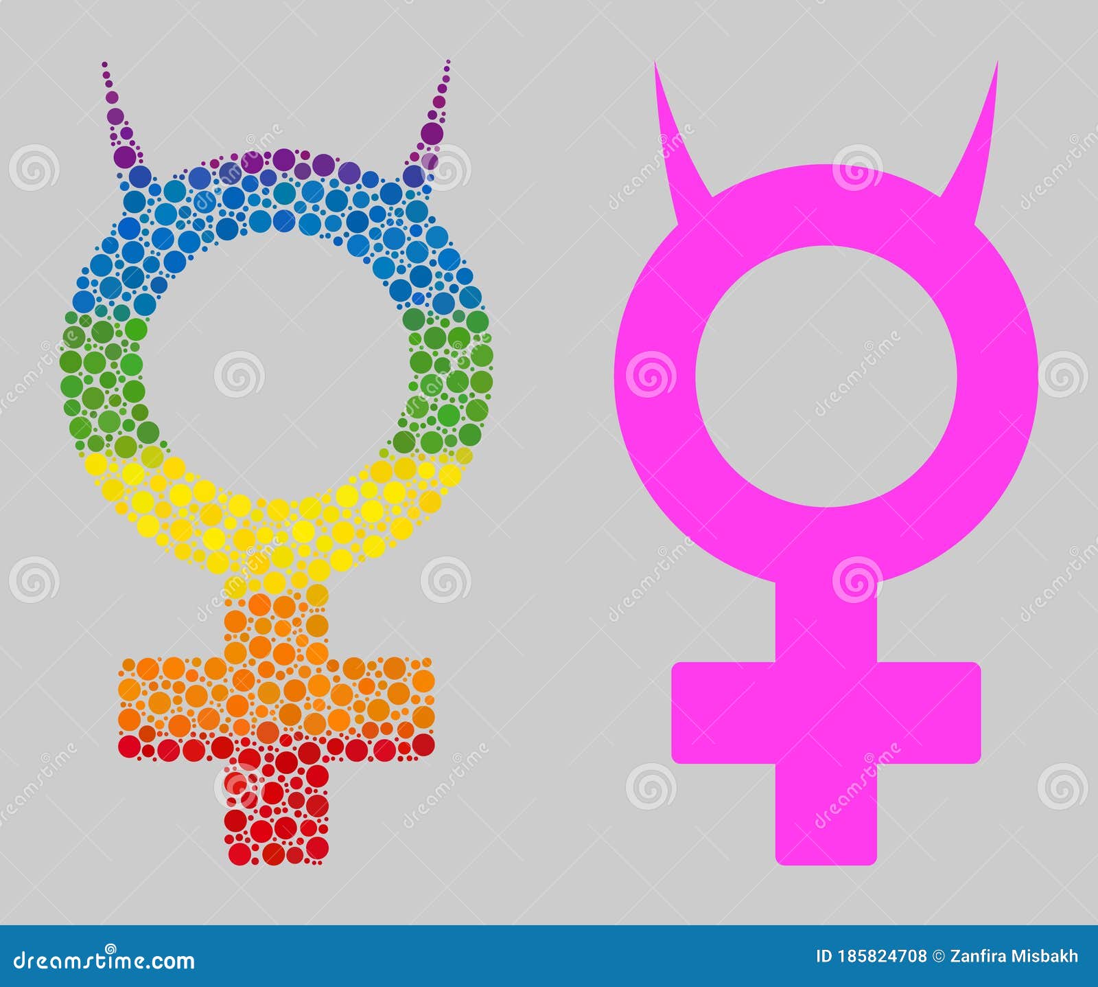 Spectrum Devil Female Symbol Collage Icon of Spheric Dots Stock Vector ...