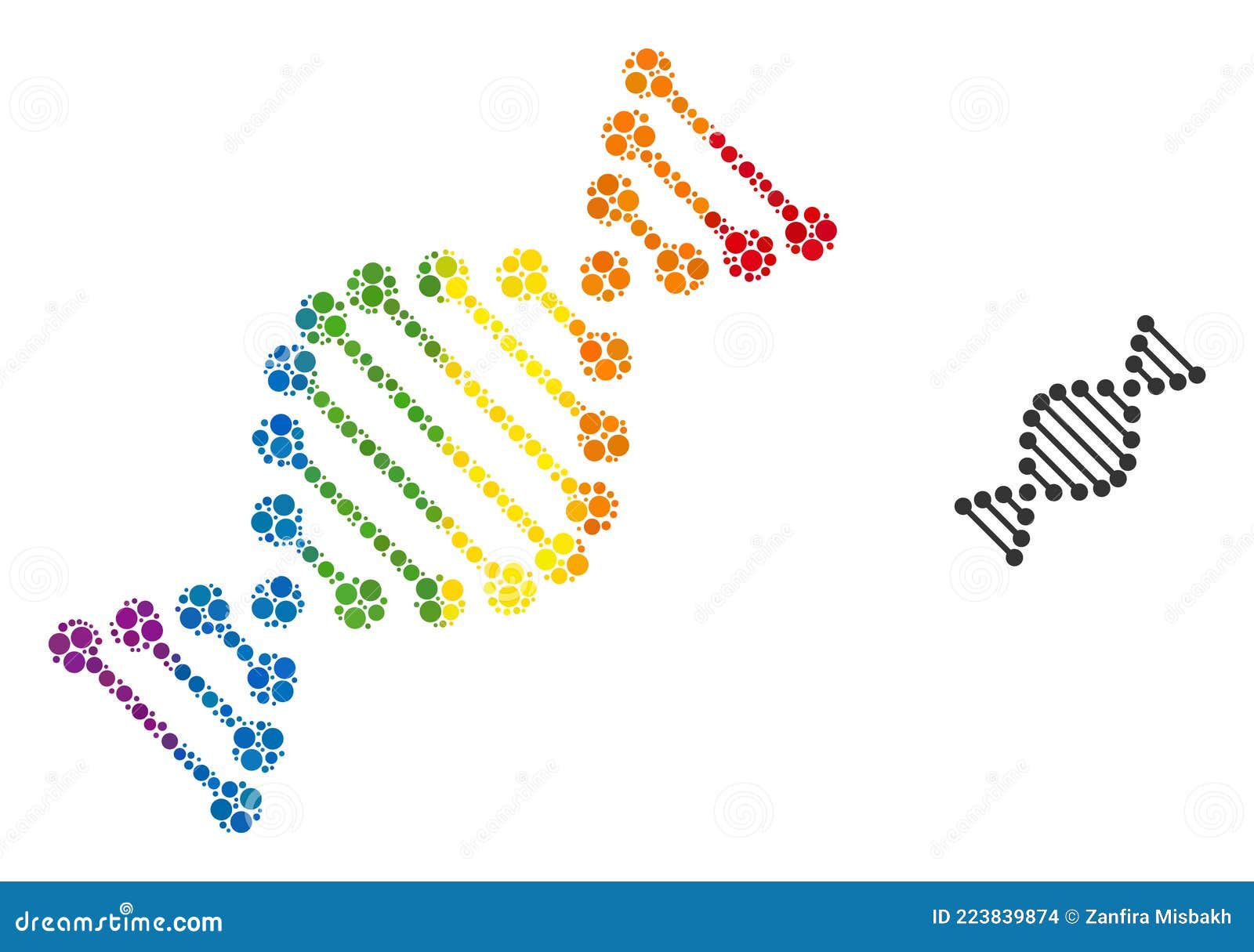 Spectrum DNA Molecule Mosaic Icon of Spheric Dots Stock Vector ...