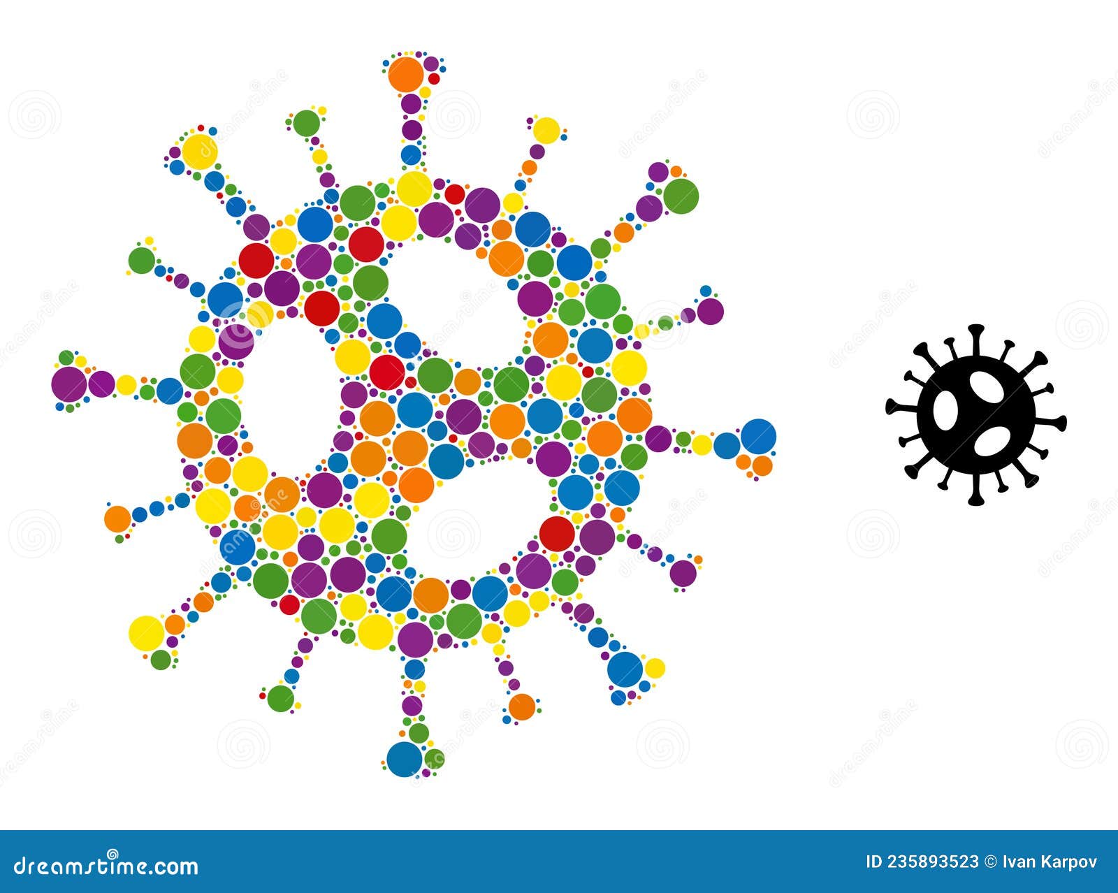 Spectrum Dotted 2019-Ncov Virus Icon Randomized Collage Stock Vector ...