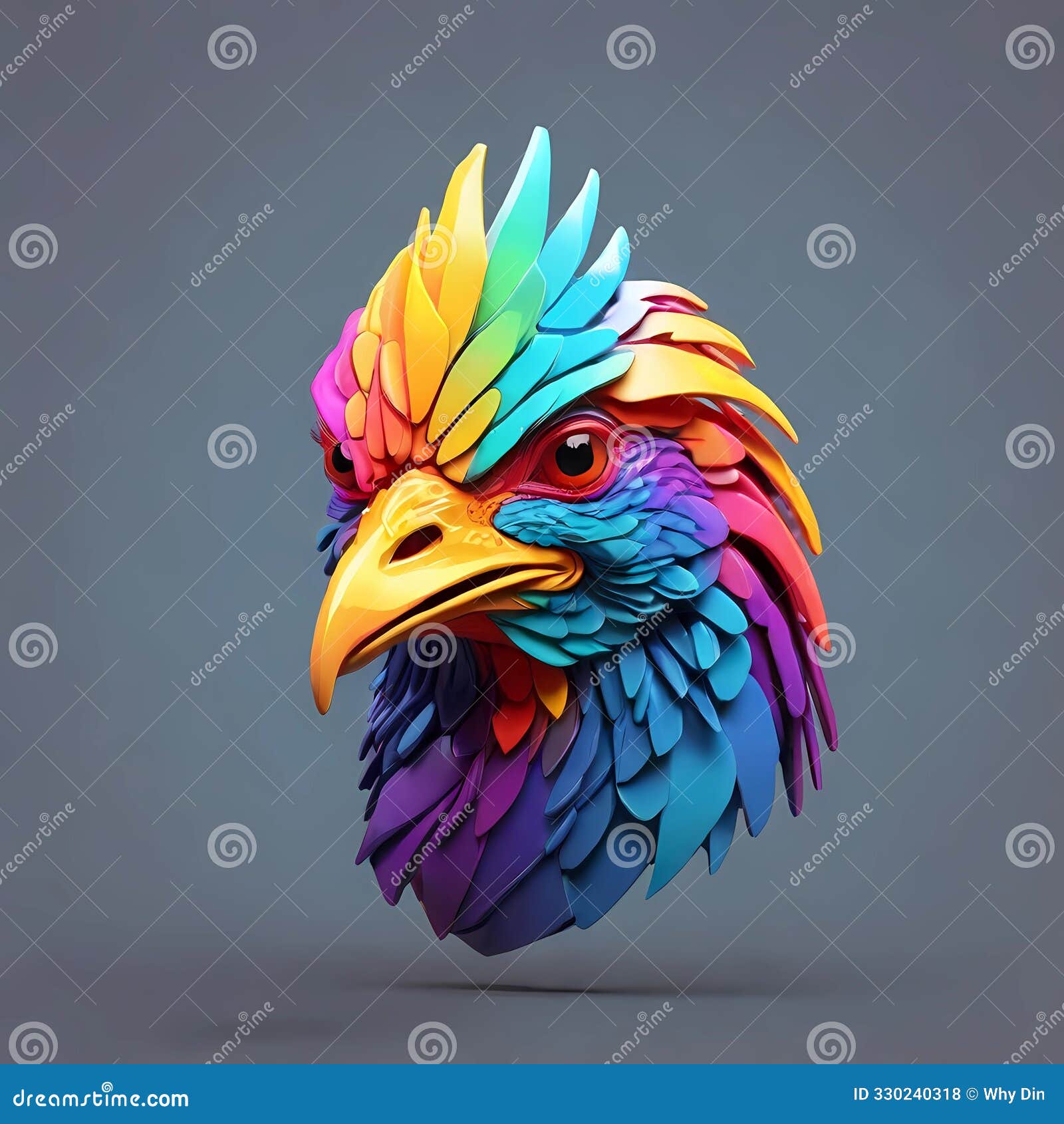Spectrum Feathered Chicken Logo With Vibrant Colors Stock Photo ...