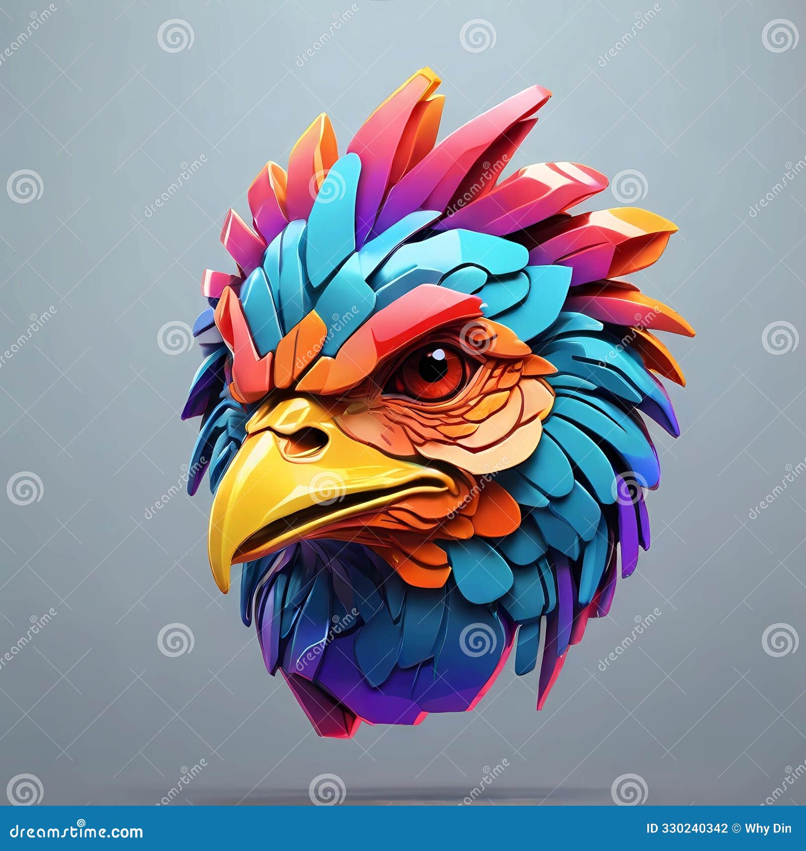 Spectrum Feathered Chicken Logo With Vibrant Colors Stock Photo ...