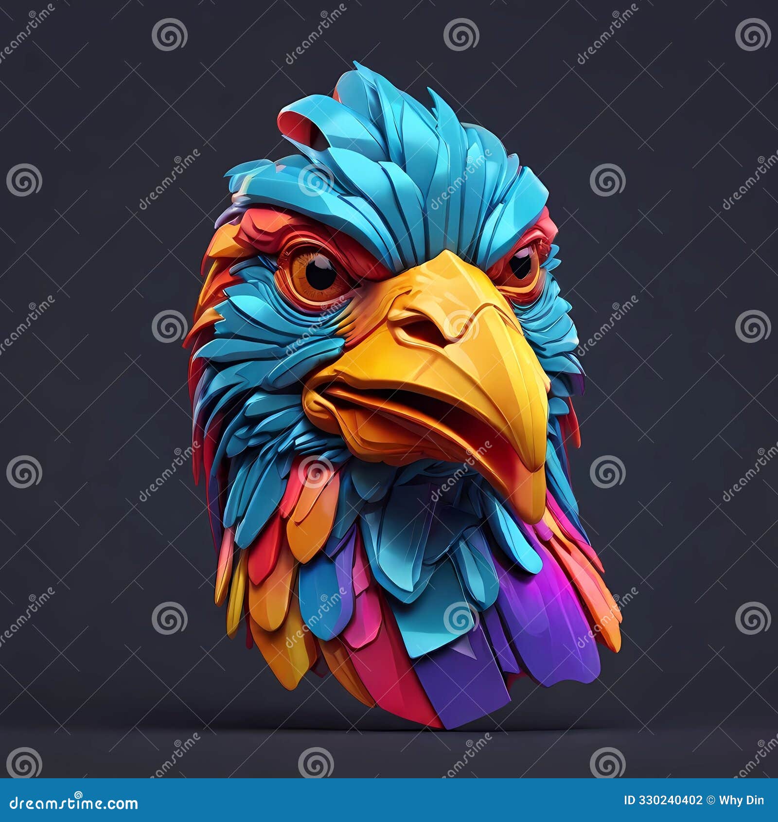 Spectrum Feathered Chicken Logo with Vibrant Colors Stock Illustration ...