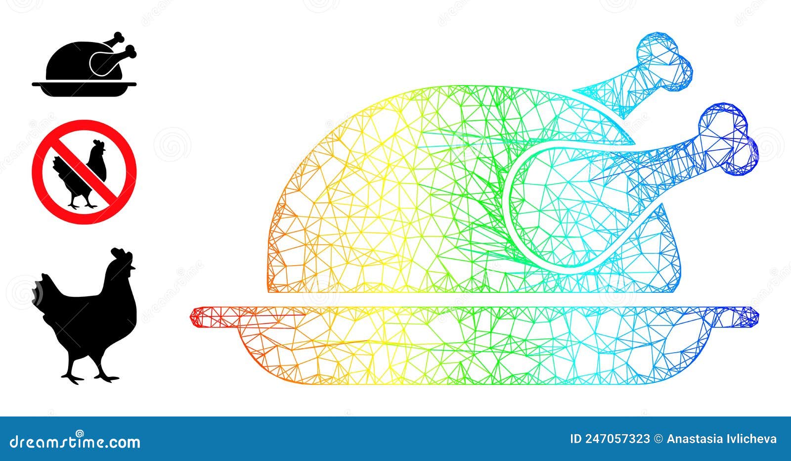 Spectrum Gradient Linear Mesh Fried Chicken Dish Icon Stock ...