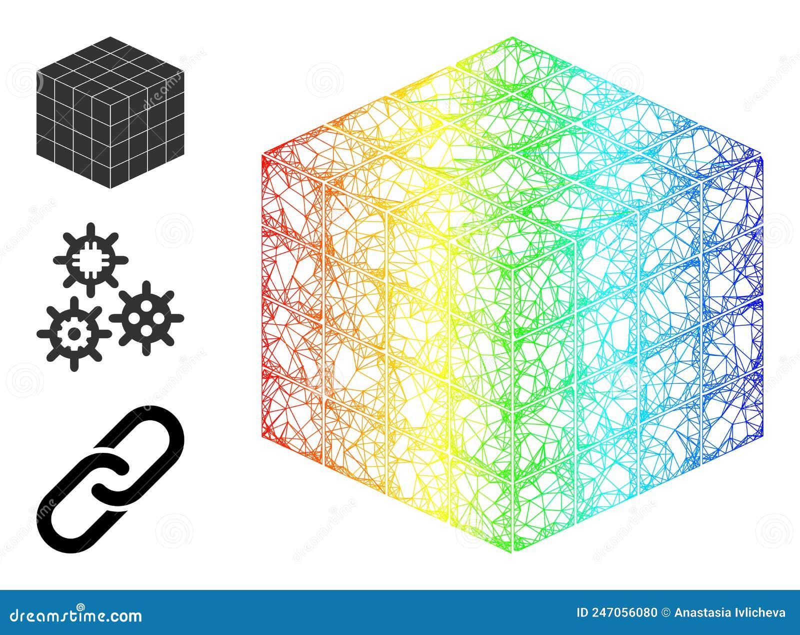 Spectrum Gradient Linear Mesh Isometric Cube Icon Stock Illustration ...