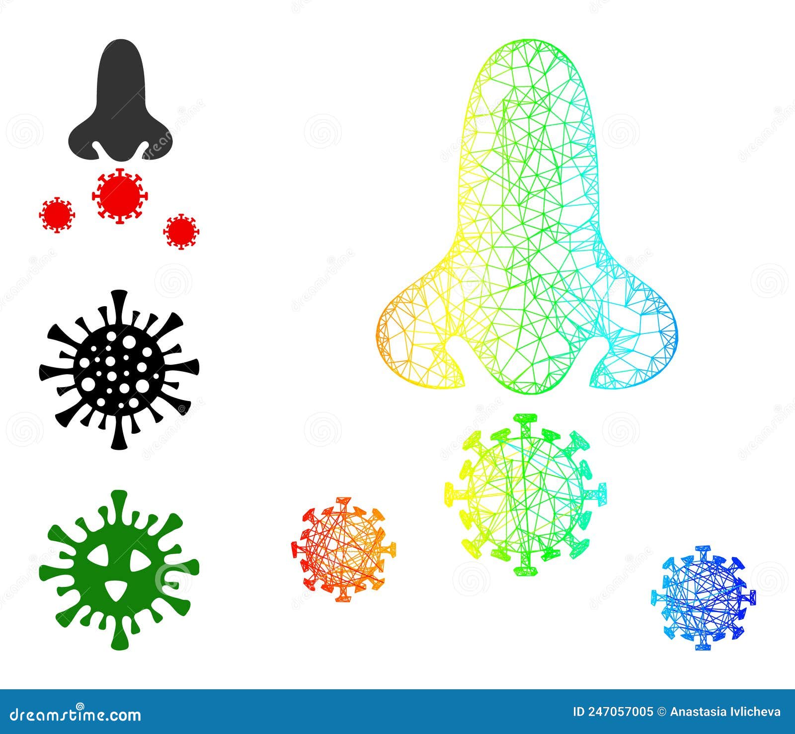Spectrum Gradient Net Mesh Nose Viruses Icon Stock Vector ...