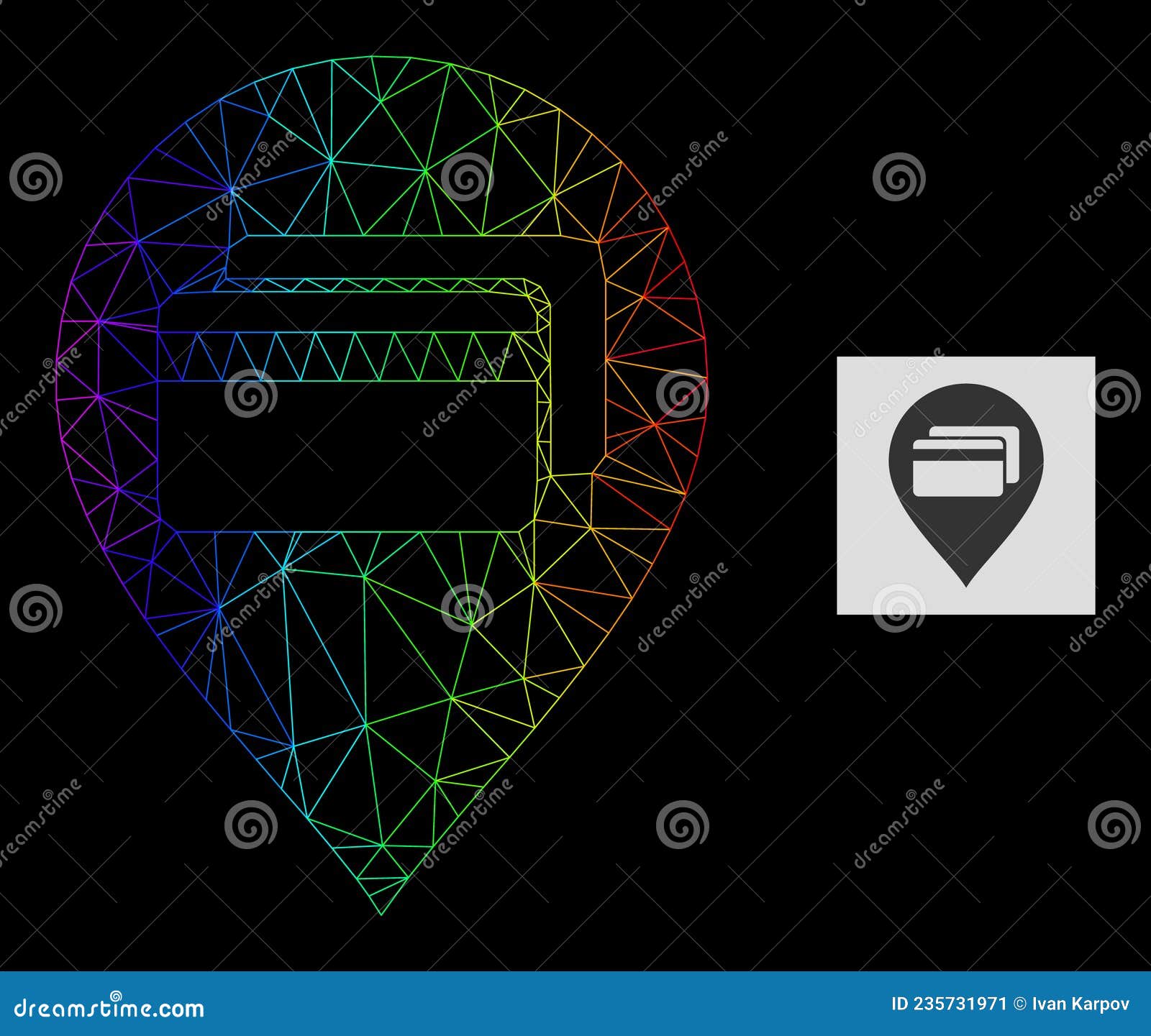 Network Bank Trap Mesh Icon With Spectrum Gradient And Grunge Bicolor ...