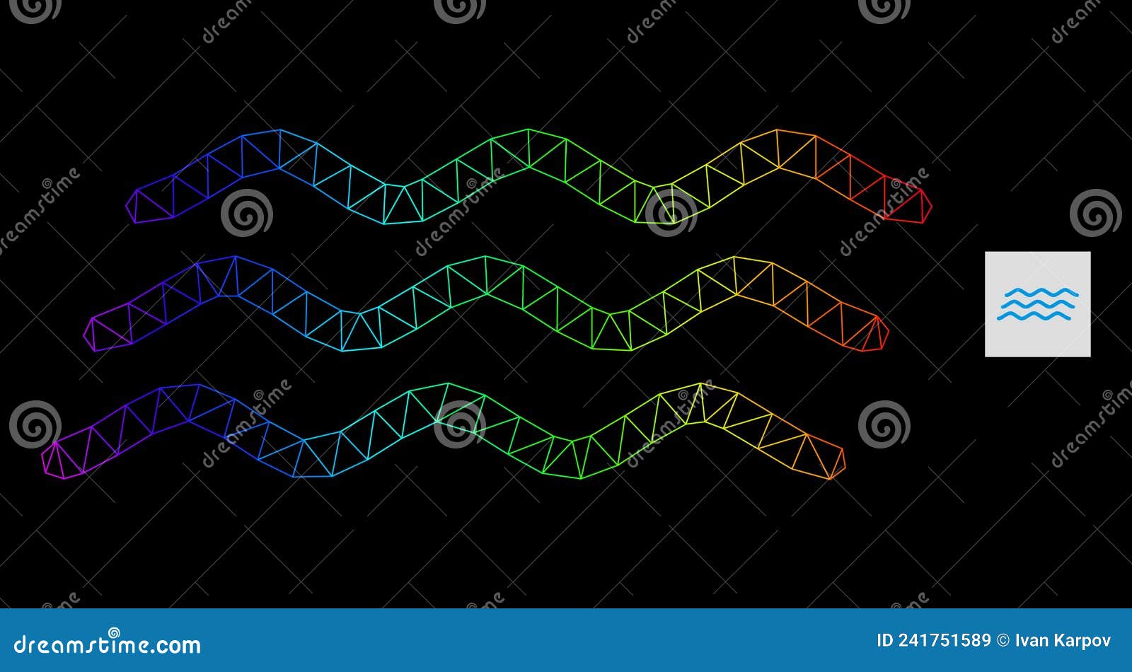 Spectral Gradient Polygonal Net Water Waves Icon Stock Vector ...